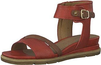 Tamaris femme Sandales, dame Sandale à lanières,Touch It,sandale,chaussure dété,sandale dété,confortable,plate,SCARLET/NUT,37 EU / 4 UK
