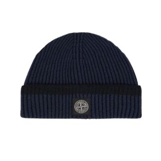Stone Island Logo-Detail Beanie - - Accessories - Herren - Blau - ONE SIZE