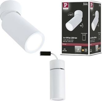 Paulmann 93087 LED Deckenleuchte Aufbauleuchte Turnal 470lm 3-Step-Dim schwenkbar rund incl. 1x6 Watt dimmbar Deckenlampe Weiß matt Metall 2700 K Coin