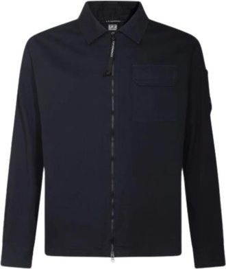 C.P. Company C.p. Company, Homme, Vestes, Bleu, Taille: XL Gabardine Full-Zip Overshirt