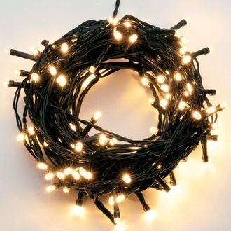 Hellum Lichterkette au&szlig;en 80 LED warmwei&szlig;, LED Lichterkette innen, mit Timer, 7.9m beleuchtete L&auml;nge, strombetrieben mit Stecker Kabelfarbe gr&uuml;n <59 Lumen 57