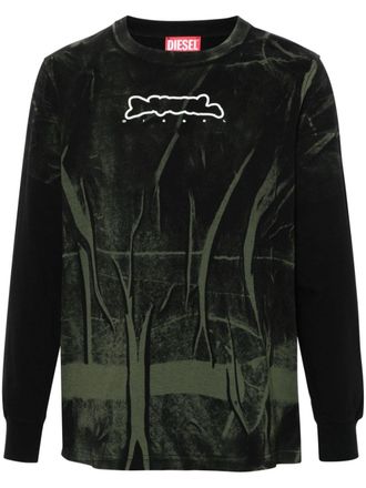 Diesel t-shirt T-JUST-LS-N &agrave; manches longues - Noir