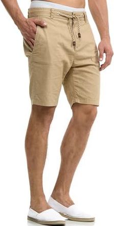 Indicode Hommes Bowmanville Shorts | Pantalon Court en Lin et Coton Cornstalk 3XL