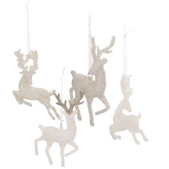 BESPORTBLE 4 St&uuml;ck H&auml;ngende Weihnachts Rentier Anh&auml;nger aus Kunststoff Dekorativer Christbaumschmuck in Wei&szlig; und Gold Weihnachtsdeko f&uuml;r Baum und Zuhause