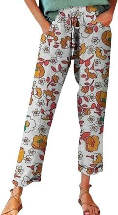Generic Pantalon L&eacute;ger Femme Grande Taille en Lin pour Pantalon Boh&egrave;me en Lin pour Femme avec Petite Tenue De Plage D&Eacute;t&eacute; L&eacute;ger &Agrave; Taille &Eacute;lastique Yoga Linen P