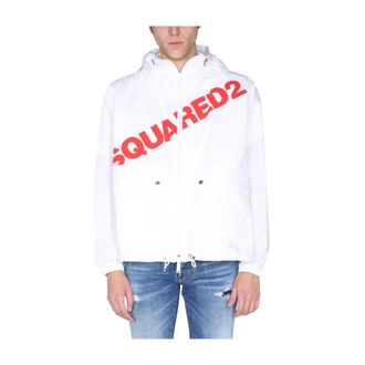 Dsquared2 Homme, Sweatshirts et sweats &agrave; capuche, Blanc, Taille: M Coupe-vent &agrave; Capuche Logo