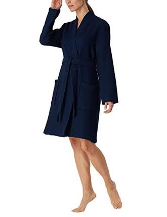 Schiesser Peignoir de bain et sauna pour femme - gaufre piqué, Bleu foncé 178411, M