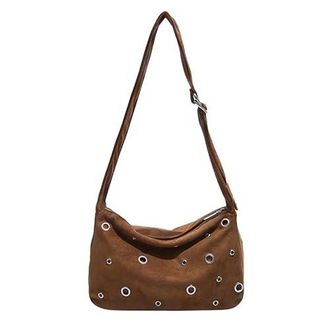 Generic Sac &agrave; bandouli&egrave;re r&eacute;tro en daim synth&eacute;tique pour femme, multi-usage, polyvalent, rivet, grande capacit&eacute;, voyage, rendez-vous, shopping, marron, 400.00