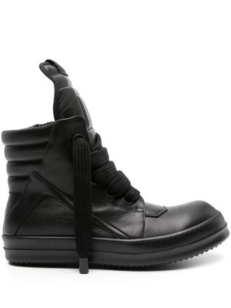 Rick Owens baskets montantes Geobasket en cuir - Noir