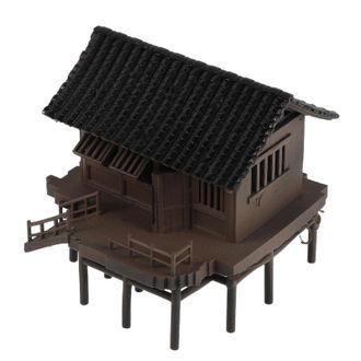 Cabilock Miniatur Chinesischer Pavillon aus Resin Dekoratives Aquarien Bonsai-Accessoire Stabile Kleine Hausfigur f&uuml;r Schreibtisch Terrarium Garten Zen-inspiri