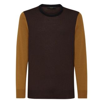 Billionaire Boys Club Homme, Pulls, Brun, Taille: 4XL Merino Wool Pullover Round Neck LS Color Block