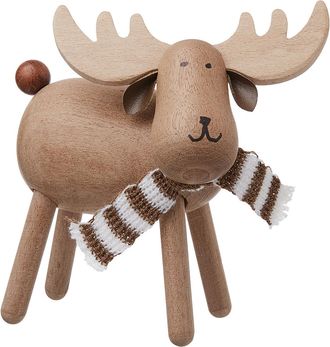 Butlers Deko Elch mit Schal 14cm Woody Forest | Dekofigur für Herbst & Weihnachten | stehende Elchfigur für Tisch & Fensterbank | weihnachtliche Walddeko