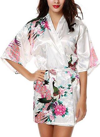 Avidlove Kimono Femme Robe de Chambre Satin Soyeux Peignoir Robes de Mari&eacute;e