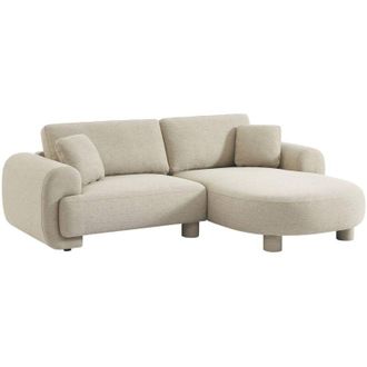 Sweeek Canap&eacute; dangle droit 3 places tissu. pieds ronds L 231 x P 160 / 88 cm - Zenio Tissu Beige