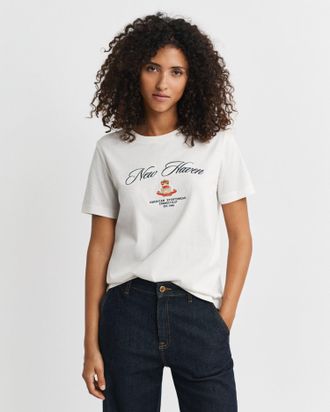 GANT Damen Crest Graphic T-Shirt (XXL) EGGSHELL