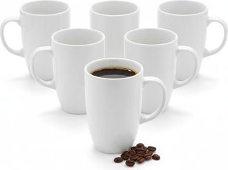 Wilmax England Wilmax - Teetassen & Kaffeetassen - 6er Set - 630ml - Kaffeebecher Porzellan - Becherset - Tasse f&uuml;r Tee, Kaffee, Cappuccino - Porzellantassen mit Gri