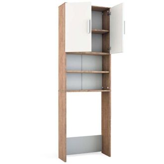 Vicco Toilettenschrank, Sonoma/Weiß, 64 x 190 cm mit 2 Türen