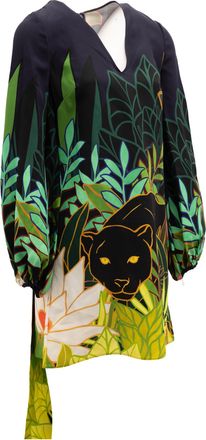 Valentino Garavani Womens Jungle Print Black Dress