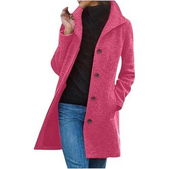 Generic Manteaux dhiver en laine pour femme - Col montant - Simple boutonnage - Élégant mi-long - Mélange de laine - Manteau classique intelligent - Vêtement 