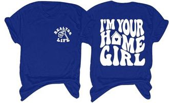 Generic Chemise unie à manches courtes pour femme - Coupe ample - Col rond - Imprimé ample - Décontracté - Haut à manches courtes - Vêtements pour la vie quot