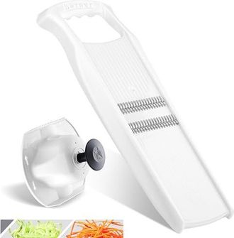 B&ouml;rner Roko PowerLine Coupe-L&eacute;gumes Set avec Porte-Fruits (2 pi&egrave;ces) - Coupe-Julienne pour Fruits & L&eacute;gumes + Porte-Fruit - R&acirc;pe Julienne - Set de Mandoline 