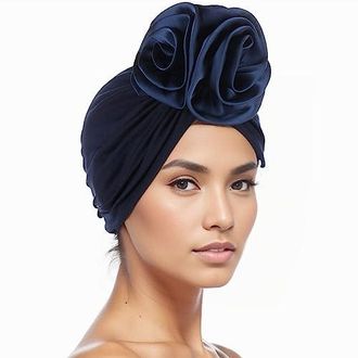 Generic Turban africain pour femme - Motif floral - Doux - Pr&eacute;nou&eacute; - Mode - Pliss&eacute; - Turban, c, taille unique