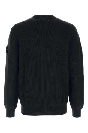 Stone Island Mens Black Cotton Sweater Exterior: Maglieria