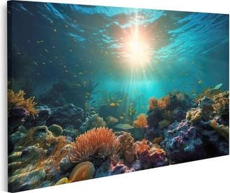 Islandburner Prime Bild auf Leinwand Tiere Unterwasserwelt Sonnenstrahlen Korallenriff Fisch Bilder Wandbilder Poster