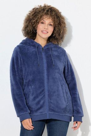 Ulla Popken Sweatjacke Teddy-Jacke Kapuze Langarm weicher Teddypl&uuml;sch