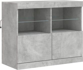 vidaXL Buffet avec lumières led gris béton 81x37x67 cm