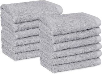 Amazon Basics Face Towels for bathroom, 100% Cotton Extra Absorbent washcloth, Fast Drying - salon towel - 12-Pack, Grey (30 x 30 cm)