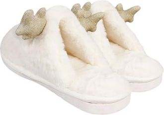 Supvox Chaussures de Maison Chaudes Coton avec Motif No&euml;l Semelle Antid&eacute;rapante pour Femmes