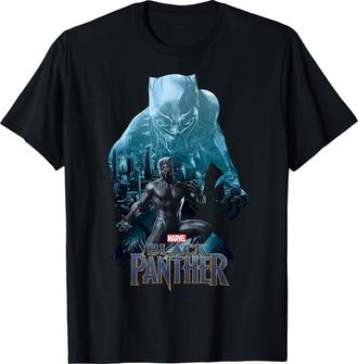 MARVEL Black Panther Collage Silhouette Wakanda Fill T-Shirt