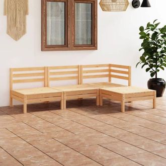 vidaXL vidaXL 4-tlg. Garten-Lounge-Set Massivholz Kiefer