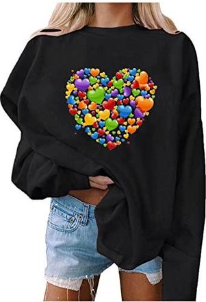 Generic 2026 Printemps Femmes Automne et Hiver Casual Pull &agrave; Capuche Impression Pull Ample, Noir, XXL