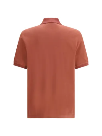 Brunello Cucinelli Mens Cotton Polo Corallo+grigio Shirts T-shirts And Polos