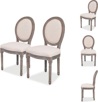 vidaXL Esszimmerst&uuml;hle 2 Stk. Creme Stoff - Esszimmerst&uuml;hle - Stuhl Creme - Leinensitz - Designst&uuml;hle - Bequeme St&uuml;hle
