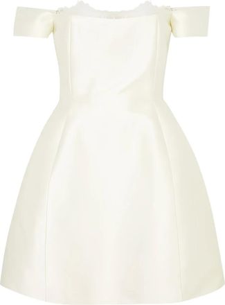 De La Vali robe-nuisette satinée bordée de dentelle - Tons neutres