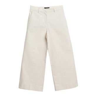 Max Mara Femme, Pantalons, Beige, Taille: 36 FR Pantalon Large en Toile de Coton et Lin