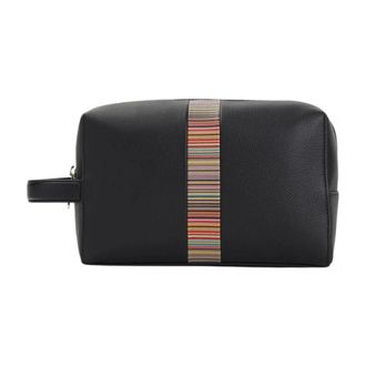 Paul Smith Signature Stripe Leder Kulturbeutel - - Bags - Herren - Schwarzk - ONE SIZE