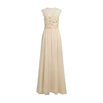 Alberta Ferretti Femme, Robes, Beige, Taille: 40 FR Robe Longue en Mousseline de Soie