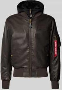 Alpha Industries Regular Fit Jacke in Leder-Optik mit Kapuze