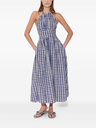 Rosie Assoulin robe mi-longue à carreaux - Bleu