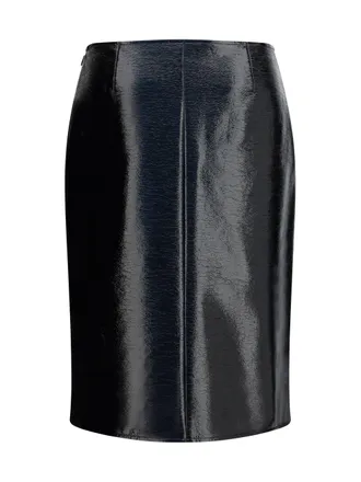 Courr&egrave;ges Womens Skirt Vinyl Midi Black Cotton