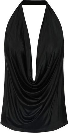 Elisabetta Franchi Femme, Tops, Noir, Taille: 42 FR Shiny Viscose Jersey Top