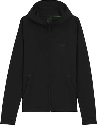 HUGO BOSS Active Hoodie mit durchgehendem Rei&szlig;verschluss f&uuml;r Herren, Training (Schwarz)