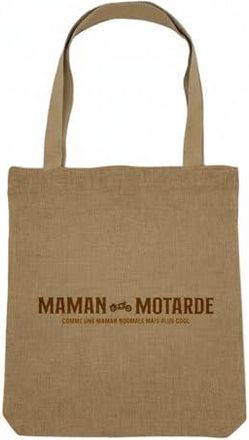 Fabulous Sac Shopping Tote Bag Aspect Lin - Papa Motard Moto Grosses cylindr&eacute;s Cafe Racer - Sac de Courses Toile Epaisse 360g Beige Naturel Cabas Port&eacute; Epaule 