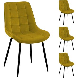 M&S Collection Lot de 4 chaises 60x53x88 cm en velours jaune moutarde et noir - VELVET