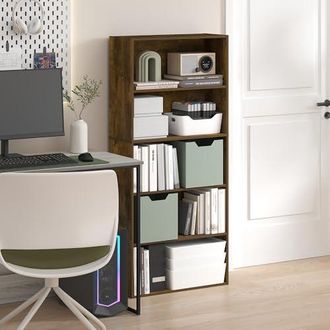 Furinno Jaya 5-st&ouml;ckiges B&uuml;cherregal, 52 Zoll hohes B&uuml;cherregal mit verstellbarem Regal, 24,1(T) x 59,9(B) x 133,6(H) cm, f&uuml;r Home Office, Schlafzimmer, Wohnz
