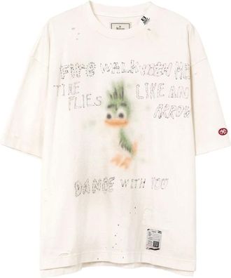 Miharayasuhiro Mihara Yasuhiro, Homme, Tops, Blanc, Taille: S T-shirt &agrave; Col Rond Imprim&eacute; Graphique Cartoon